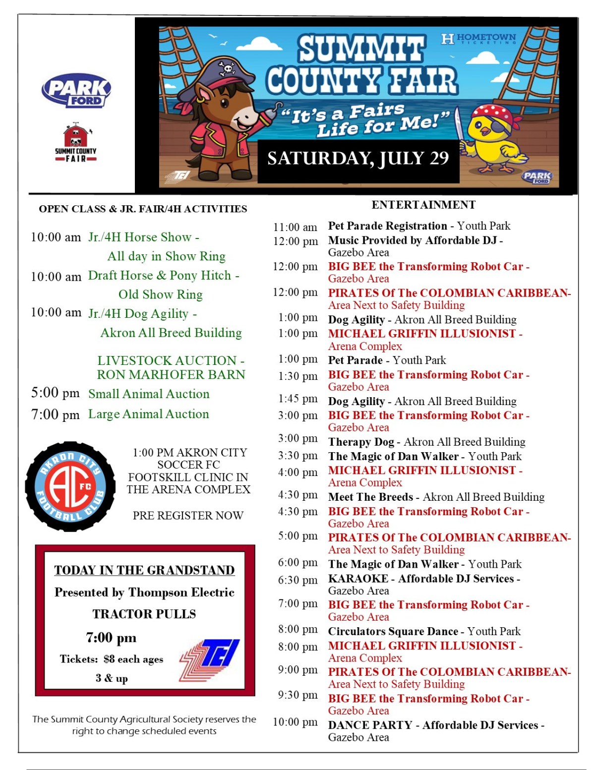 SCHEDULE – SUMMIT COUNTY FAIRGROUNDS