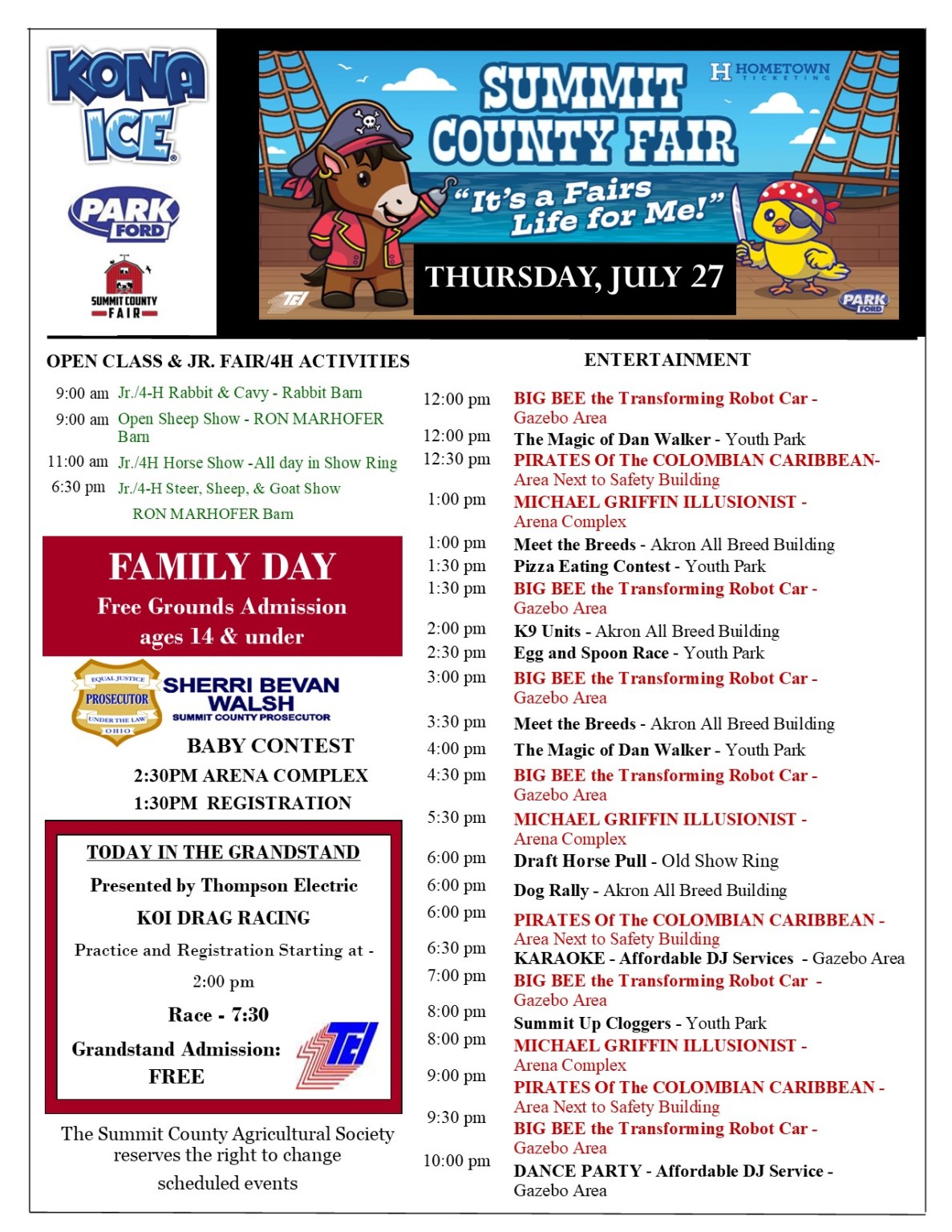 SCHEDULE – SUMMIT COUNTY FAIRGROUNDS