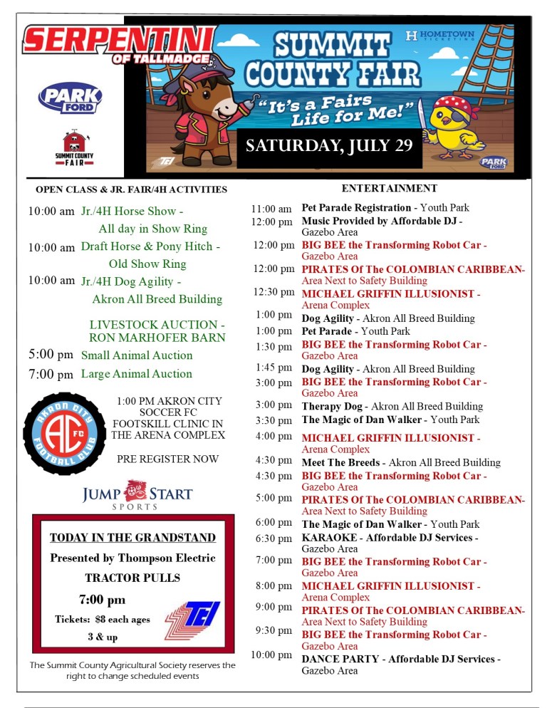 SCHEDULE – SUMMIT COUNTY FAIRGROUNDS