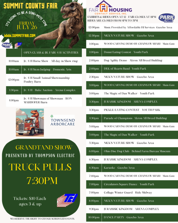 SCHEDULE – SUMMIT COUNTY FAIRGROUNDS