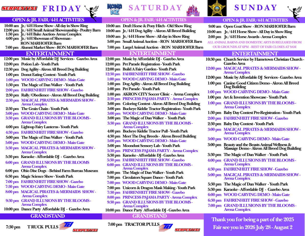 SCHEDULE – SUMMIT COUNTY FAIRGROUDS