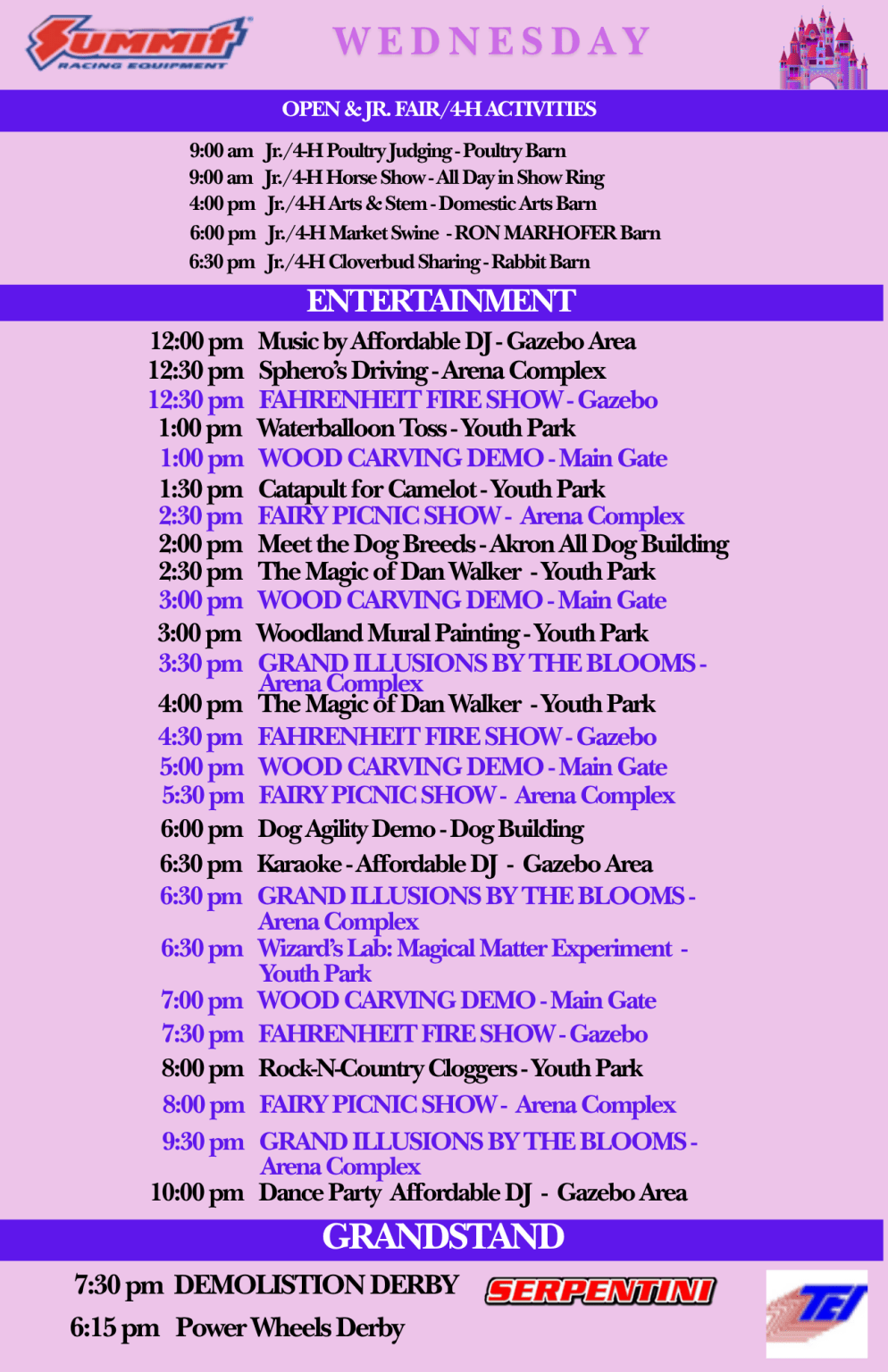 SCHEDULE – SUMMIT COUNTY FAIRGROUDS